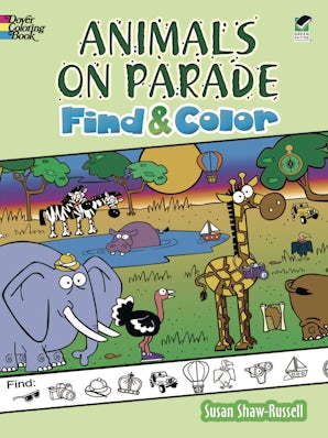 Animals on Parade Find and Color – Dover Publications